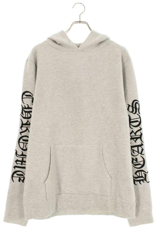クロムハーツ サイズ:L  U LIFE SENTENCE 袖ロゴ刺繍カシミヤプルオーバーパーカー 中古 SJ02