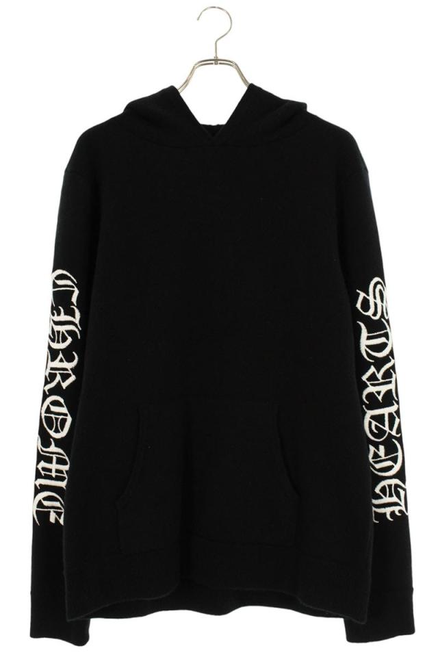 クロムハーツ サイズ:L  U LIFE SENTENCE 袖ロゴ刺繍カシミヤプルオーバーパーカー 中古 SJ02