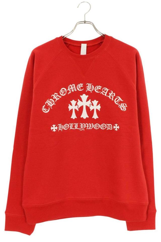 クロムハーツ サイズ:M  U SAILIN ON CREW ラベル付きトリプルクロスロゴ刺繍スウェット 中古 OK15