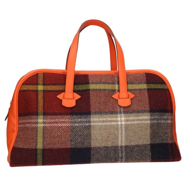 エルメス サイズ:50  ギャロップ ドゥ エルメス 50 Z刻印 SV金具フールトゥチェックヴォーエバーカラーボストンバッグ 中古 SB01