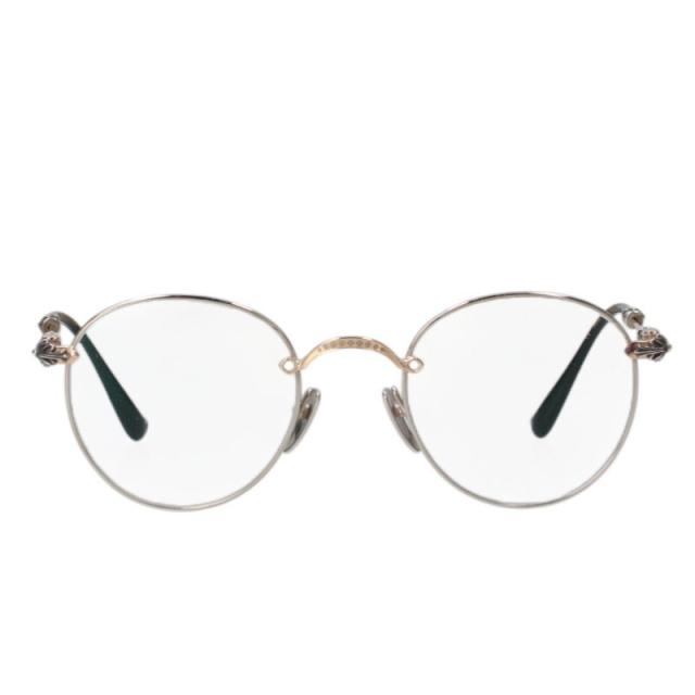 クロムハーツ サイズ:49□22-145  BUBBA-A クロステンプルメタルフレームラウンドサングラス 眼鏡 中古 SB01