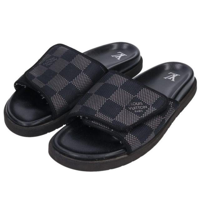 ルイヴィトン サイズ:11  1ACR2R マイアミ･ライン ミュール ダミエロゴ ラバーソール レザーサンダル 中古 OM10