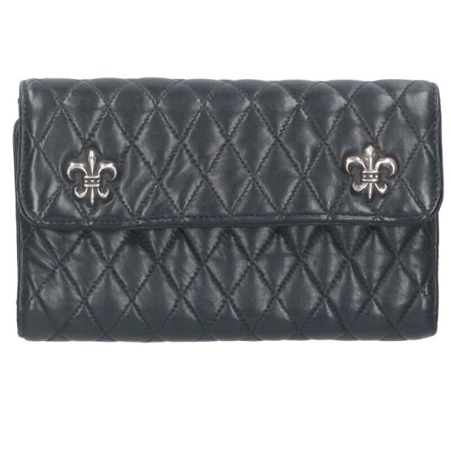 クロムハーツ   WAVE4 QLT 3SNP #4 キルティングレザーウォレット財布 中古 FK04