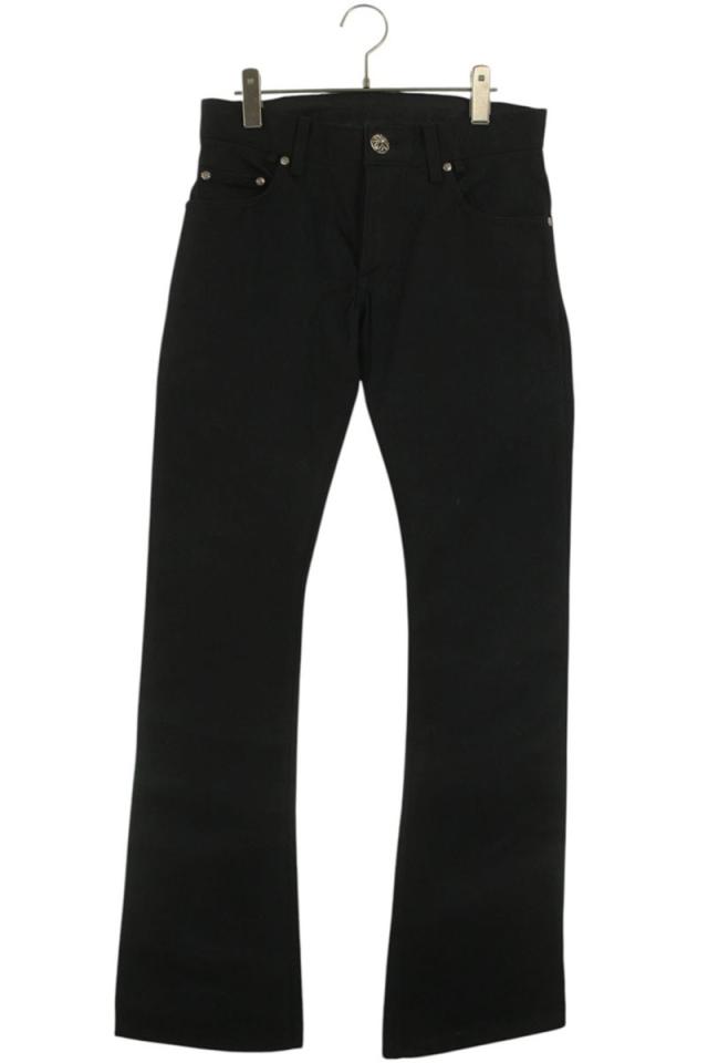 クロムハーツ サイズ:30インチ  DNM PANTS BLK クロスボールボタンフライフレアデニムパンツ 中古 SJ02