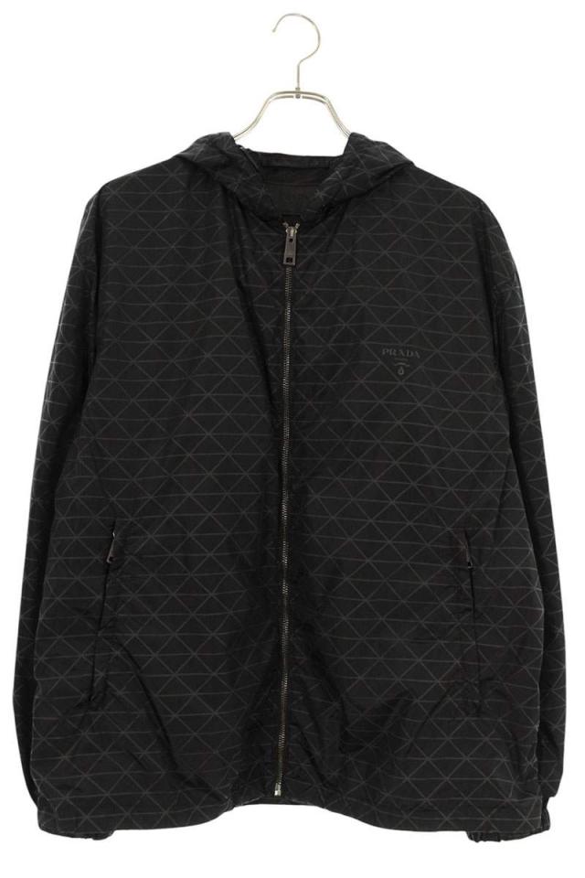 プラダ サイズ:M  22AW  SGC267 RE-NYLONリアクティブ総柄ナイロンフーデッドブルゾン 中古 SB01