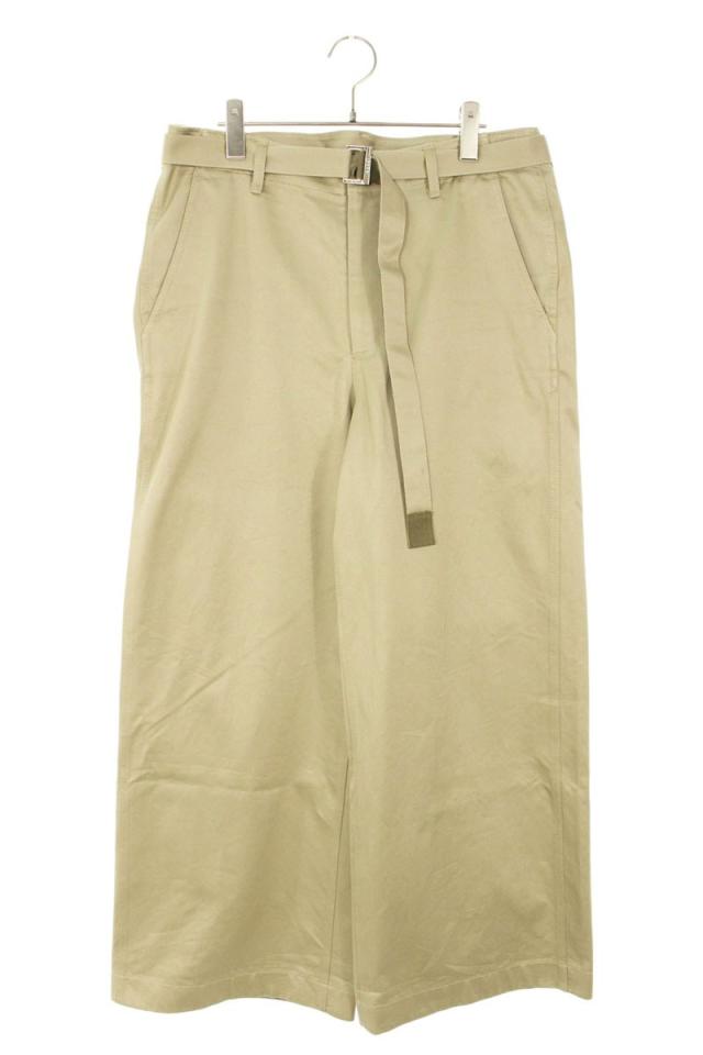 サカイ サイズ:3  25-03605M Cotton Chino Pants ベルト付きコットンチノワイドロングパンツ 中古 BS99