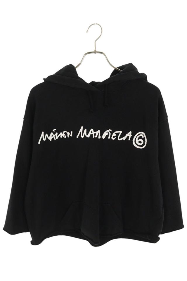 エムエムシックス サイズ:XS  21SS  S62GU0046 ロゴプリントクロップドプルオーバーパーカー 中古 BS99