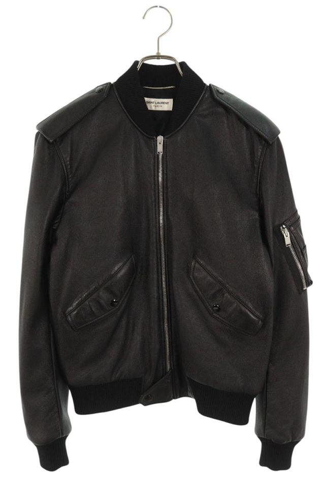 サンローランパリ サイズ:50  462852 Y5NQ1 シャーク装飾ボンバーレザージャケット 中古 BS99