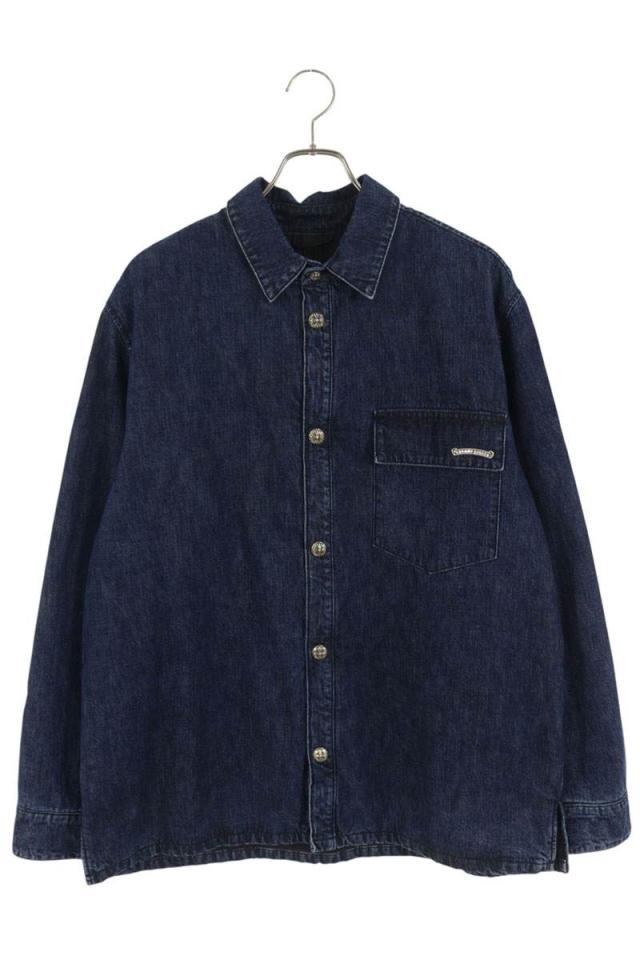 クロムハーツ サイズ:XL  WORK'N SHIRT GARAGE WSH DNM 袖ロゴプリント裏地キルティングデニムブルゾン 中古 SS07