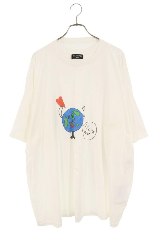 バレンシアガ サイズ:M  21SS  657059 TKV94 プラネットプリントダブルスリーブTシャツ 中古 BS99