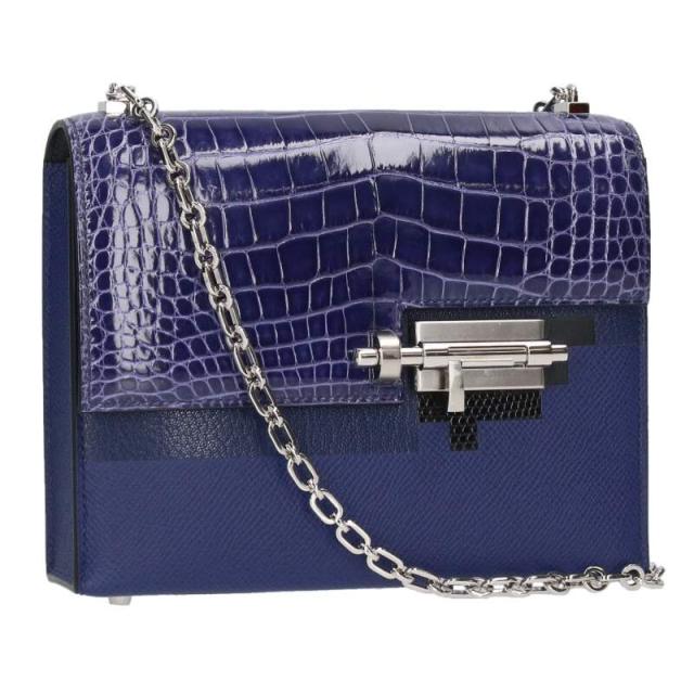 エルメス   ヴェルーミニ タッチ U刻印 SV金具アリゲーターリセ エプソン レザーショルダーバッグ 中古 GZ14