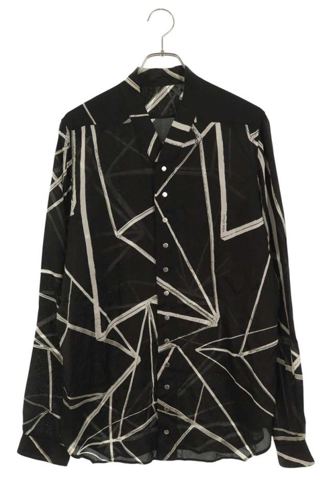 リックオウエンス サイズ:50  22SS  RU01B1290-JP1 スナップドローコード柄長袖シャツ 中古 SB01