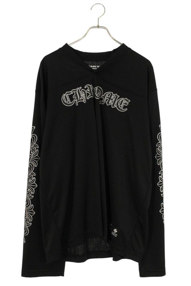 クロムハーツ サイズ:L  MESH WARM UP JERSEY CHプリントメッシュ長袖カットソー 中古 SS07