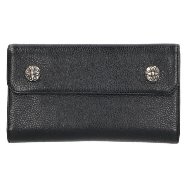 クロムハーツ WAVE CROSS BALL ウェーブ クロスボールボタンレザーウォレット財布 中古 OS06