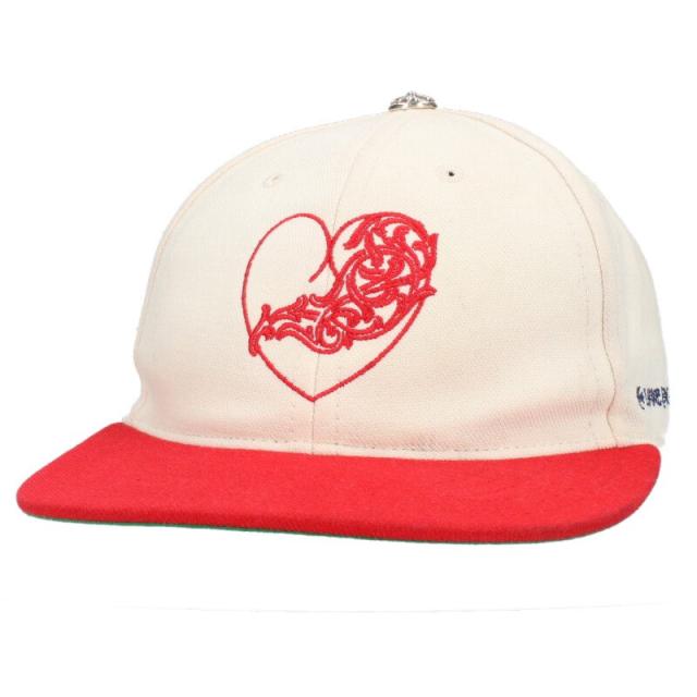 クロムハーツ サイズ:7.375  FITTED WOOL ACRYLIC SERGE ハートロゴ刺繍ベースボール帽子 中古 SJ02