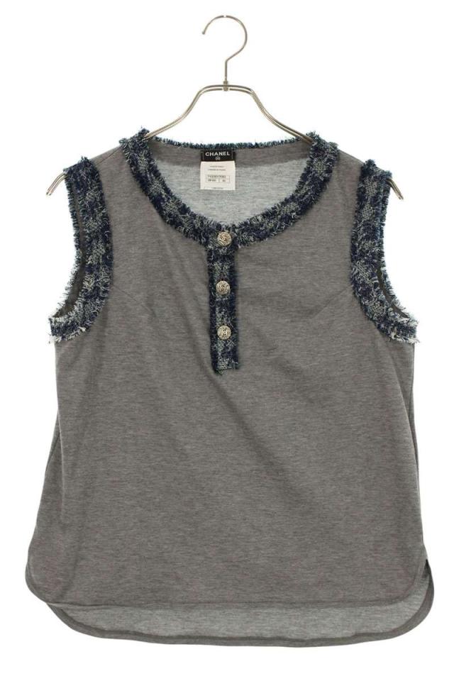 シャネル サイズ:40  P43335V31383 ココマークボタン コットンタンクトップ 中古 BS99