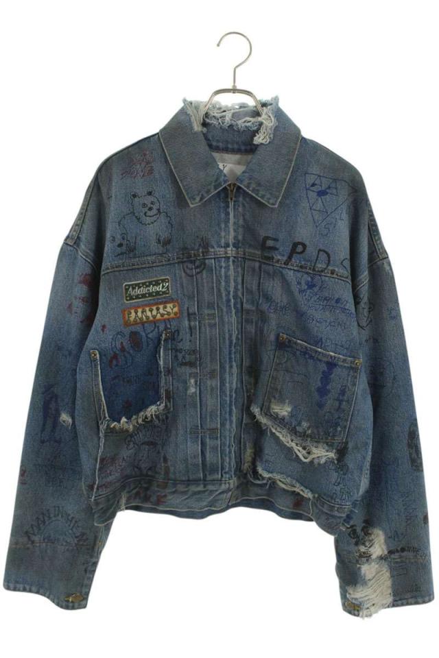 パリー サイズ:L  25SS  7U002Q1008 ペイントクラッシュ加工デニムジャケット 新古品 SB01