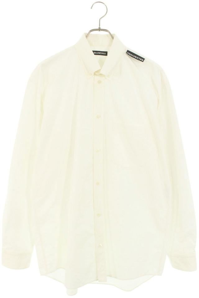 バレンシアガ サイズ:39  621901TYB18 ロゴタグ付きコットン長袖シャツ 中古 BS99
