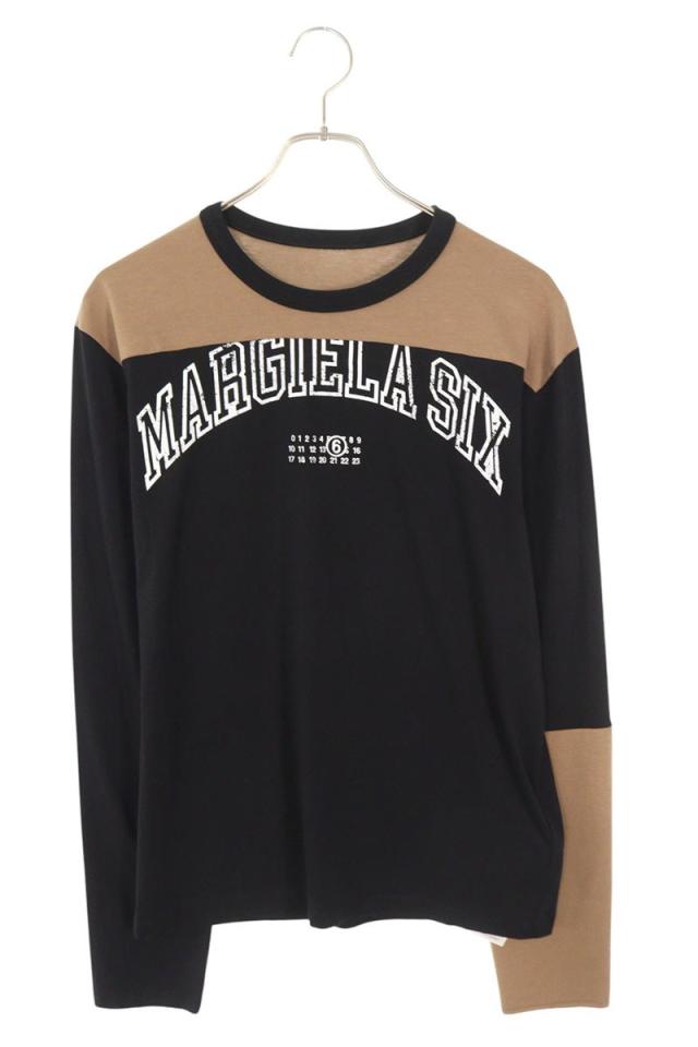 エムエムシックス サイズ:S  25SS  SH0NH0010 バイカラーロゴプリント長袖カットソー 新古品 SB01