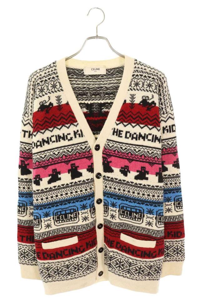セリーヌ サイズ:S 2A08L715M ウールジャガードルーズカーディガン 中古 OM10