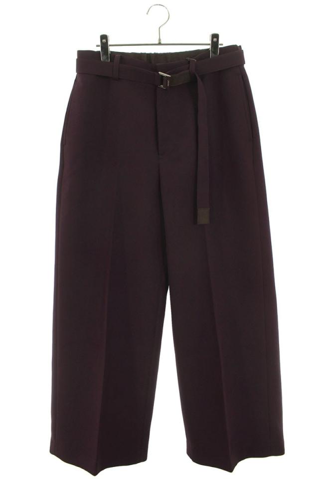 サカイ サイズ:2  25SS  25-03639M Matelasse Twill Pants ベルト付きセンタープレススラックスロングパンツ 中古 BS99