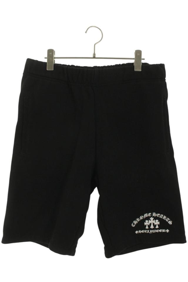 クロムハーツ サイズ:M  SAILIN ON HLF PNTS セメタリークロス刺繍スウェットハーフパンツ 中古 SJ02