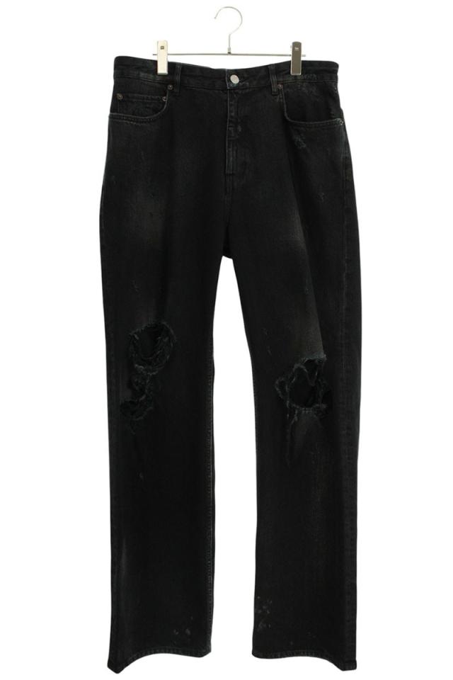 バレンシアガ サイズ:L  23SS  745151 TBP47 ヴィンテージ加工ミディアムフィットリップトデニムパンツ 中古 SB01