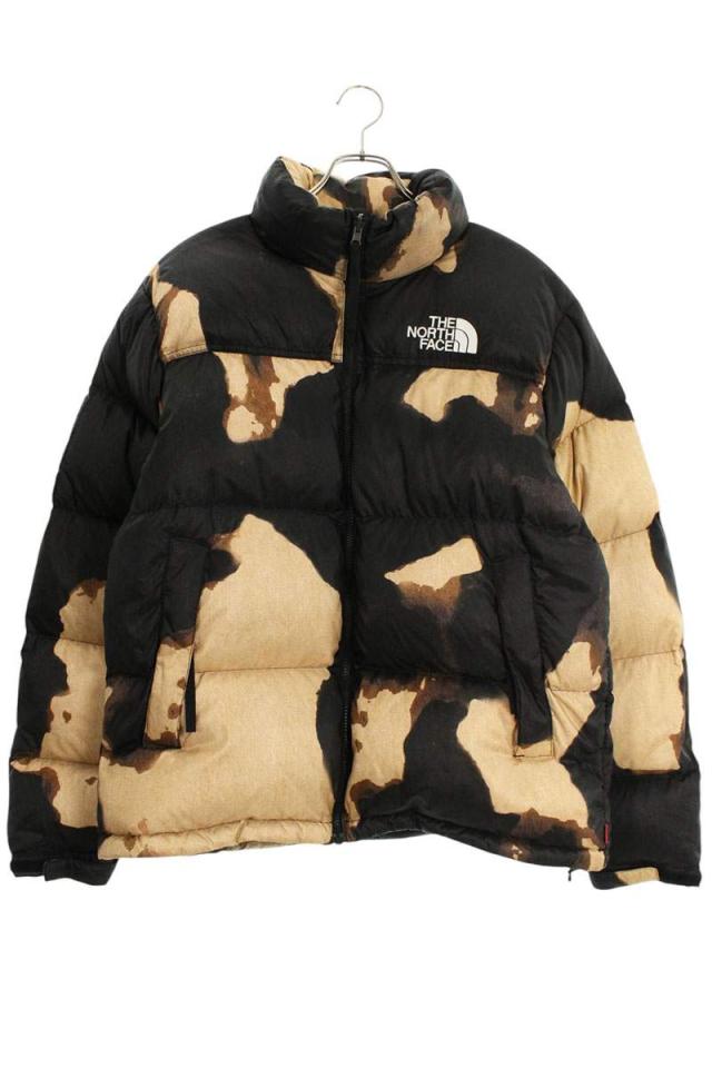 シュプリーム  ノースフェイス サイズ:L  21AW  Bleached Denim Print Nuptse Jacket タイダイヌプシダウンジャケット 中古 SB01