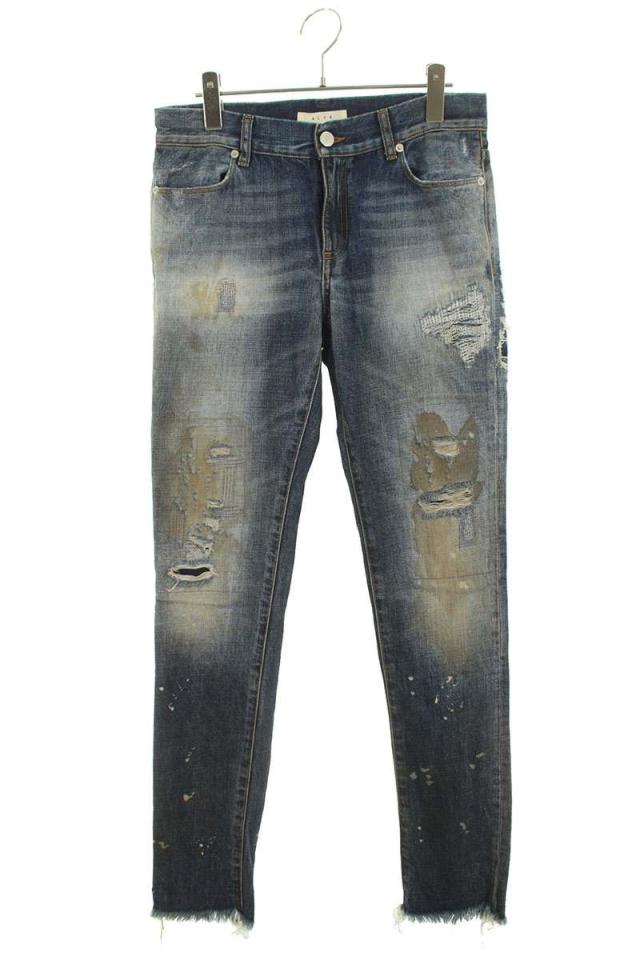 アリクス サイズ:26インチ クラッシュリペア裾ジップデニムパンツ 中古 BS99