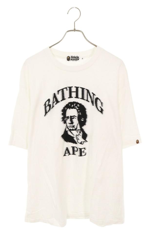 アベイシングエイプ サイズ:XL  25SS  BEETHOVEN GRAPHIC RELAXED FIT TEE 001CSL301340M ベートーヴェンジャカードロゴTシャツ 中古 FK04