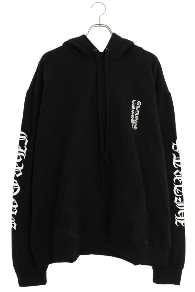 クロムハーツ サイズ:XL  SWTSHRT PLV 袖ロゴプリントプルオーバーパーカー 中古 FK04