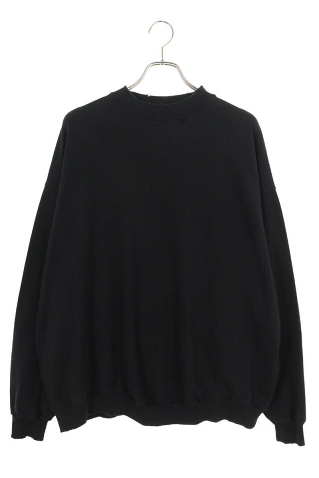 バレンシアガ サイズ:2  745007 TOVF3 クラッシュ加工ネックロゴクルーネックスウェット 中古 SB01