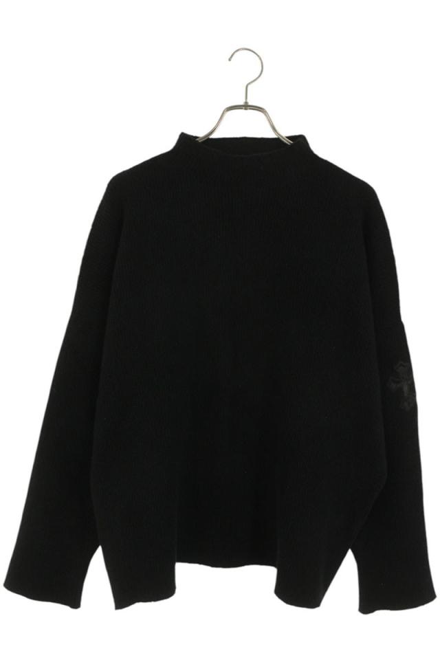 クロムハーツ サイズ:MED/LRG  TAKE THE CANNOLI ハラコクロスパッチハイネックニット 中古 SJ02