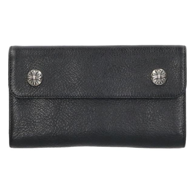 クロムハーツ   WAVE CROSS BALL ウェーブ クロスボールボタンレザーウォレット財布 中古 SS07