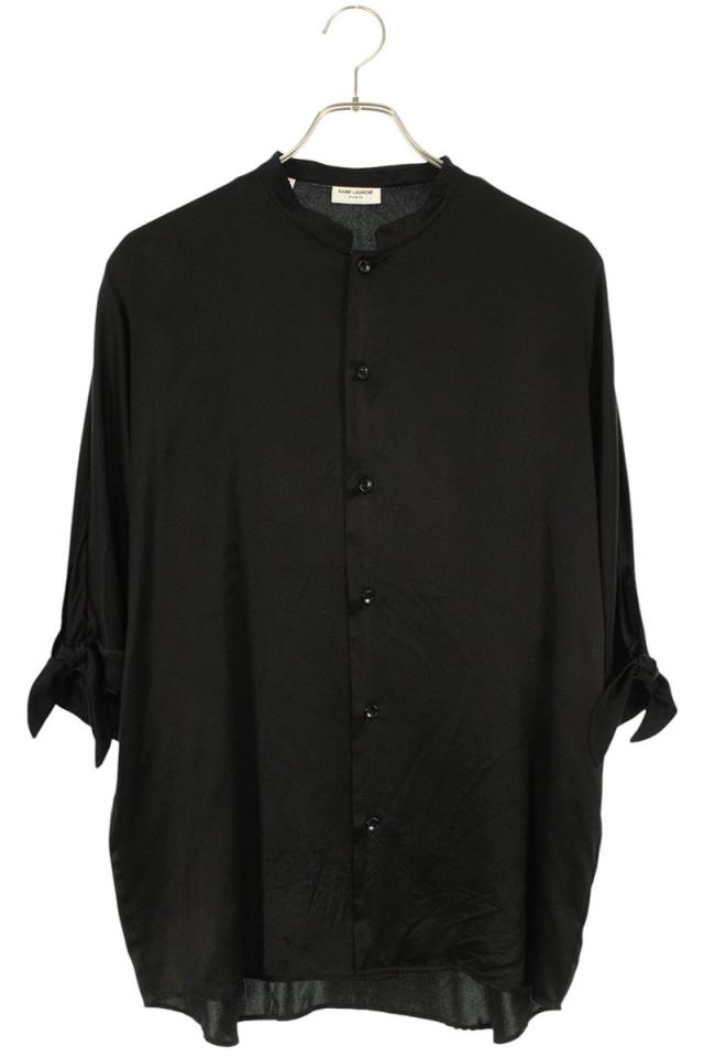 サンローランパリ サイズ:37  23SS  723186 Y900R クレープサテンチュニック半袖シャツ 中古 OM10