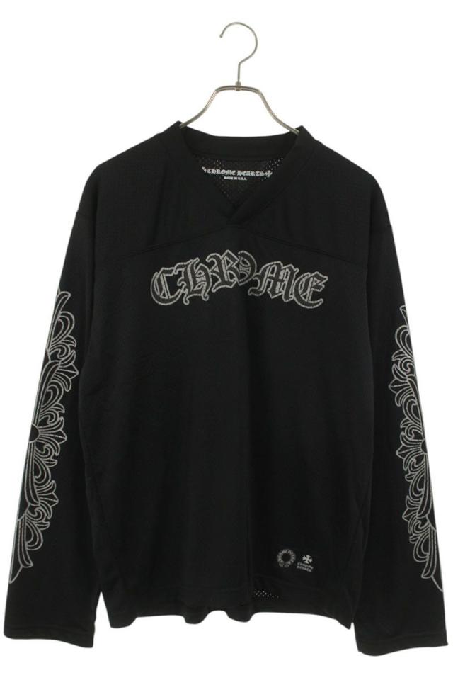 クロムハーツ サイズ:S  MESH WARM UP JERSEY CHプリントメッシュ長袖カットソー 中古 OS06