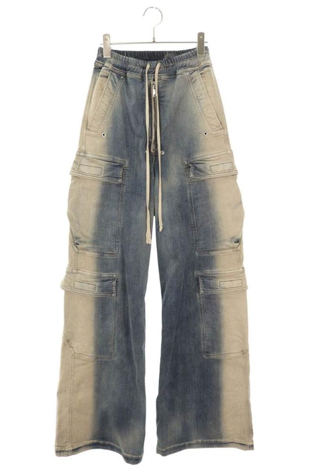 リックオウエンス サイズ:44 23SS RR01C4308-SDMPDE ダブルカーゴジャンボベラロングデニムパンツ 中古 FK04
