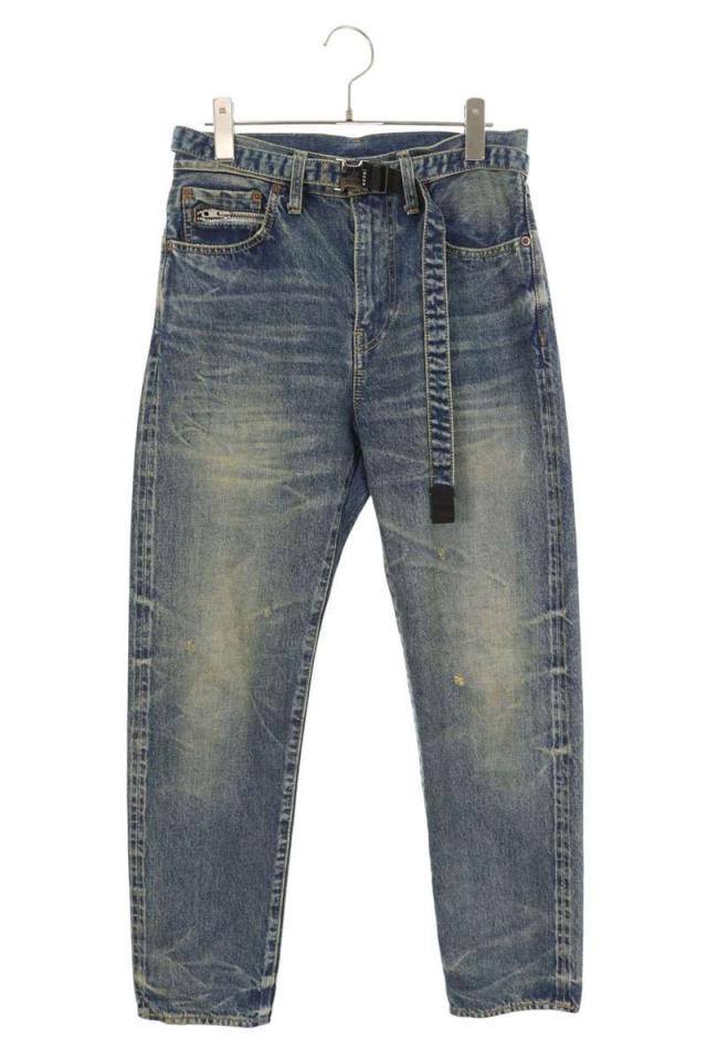 サカイ サイズ:0  24AW  24-03522M BEYONDEXX Denim Pants ユーズド加工ベルテッドデニムパンツ 中古 BS99