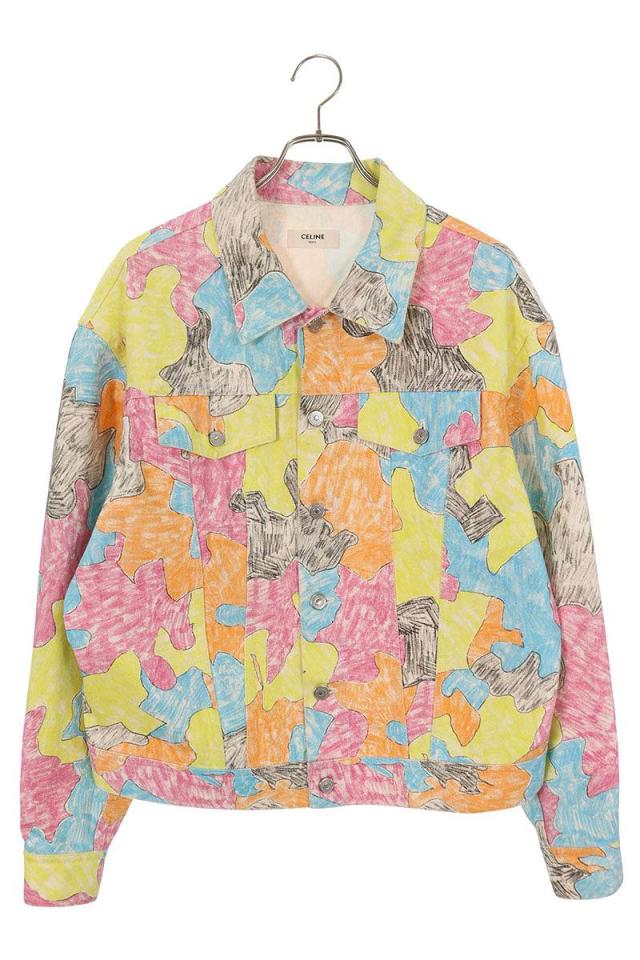 セリーヌ サイズ:L  21SS ポップアップ限定ネオンカモフラージュデニムジャケット 中古 SB01