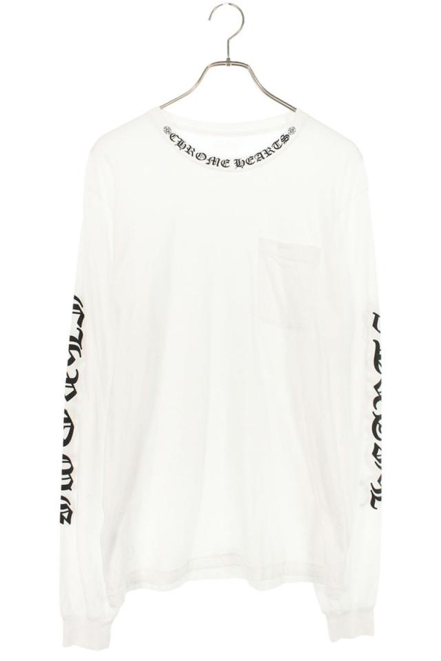 クロムハーツ サイズ:L  CH L S  1 ネック袖ロゴプリント長袖カットソー 中古 GZ11