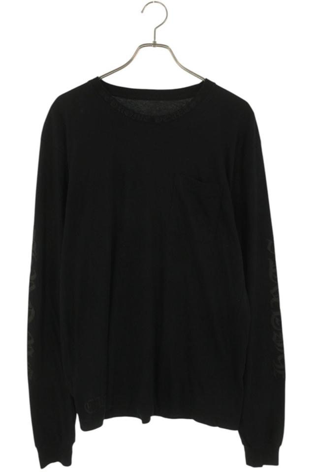 クロムハーツ サイズ:L  CH L S 1 ネックロゴプリント長袖カットソー 中古 GZ11