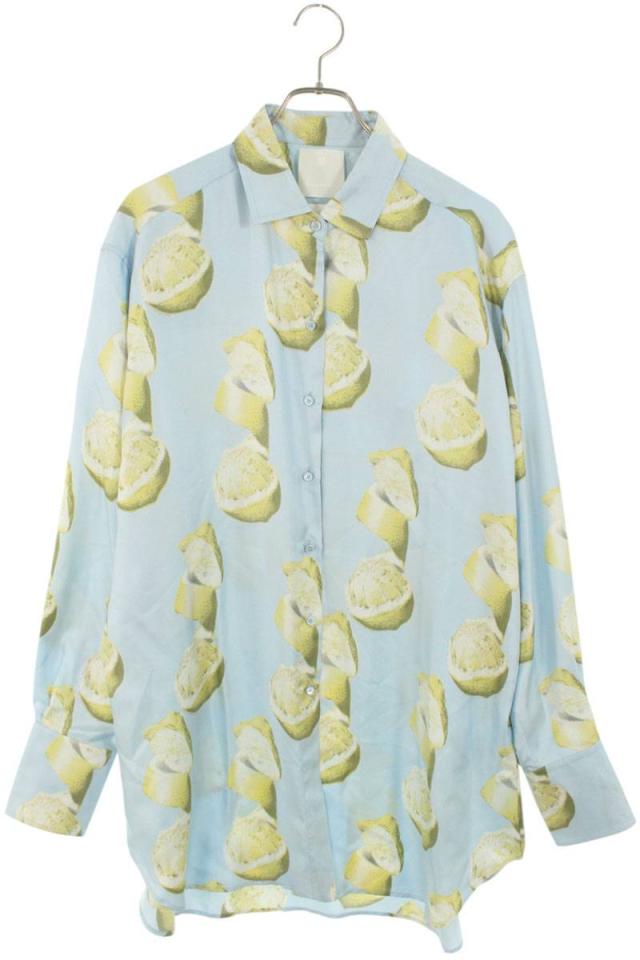 ジバンシィ サイズ:38  BW618M15MX レモンプリントシルクオーバーサイズ長袖シャツ 中古 OM10