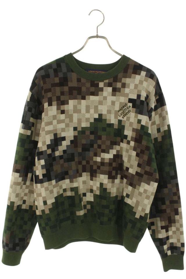 ルイヴィトン サイズ:S 24SS RM241 AUR HQN72W ダモフラージュジャガードクルーネックニット 中古 SB01