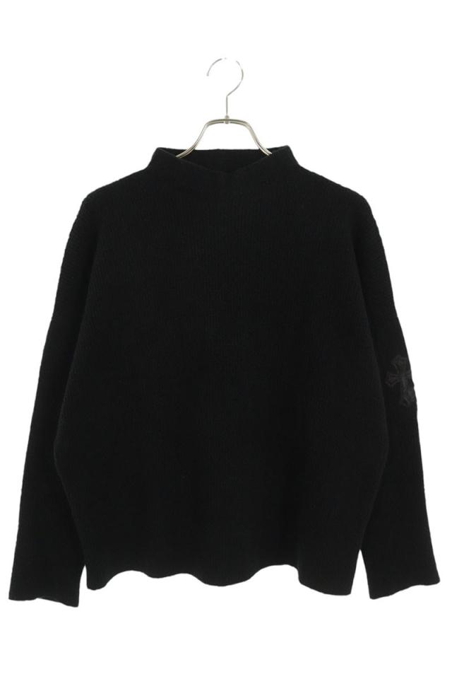 クロムハーツ サイズ:XSM/SML  TAKE THE CANNOLI ハラコクロスパッチハイネックニット 中古 SJ02