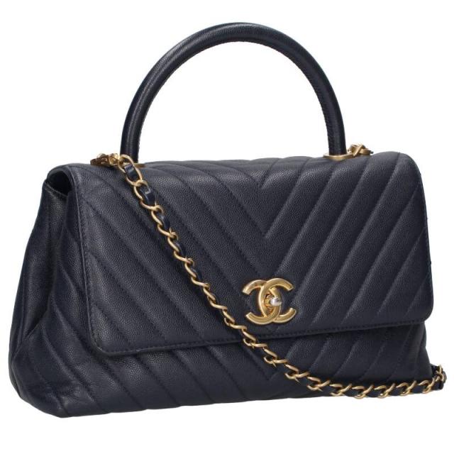 シャネル サイズ:29  ココハンドル29 シェブロン キャビアスキンチェーンショルダーバッグ 中古 GZ14