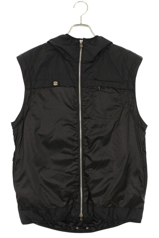 クロムハーツ サイズ:M フード付きクロスパッチナイロンダウンベスト 中古 SJ02