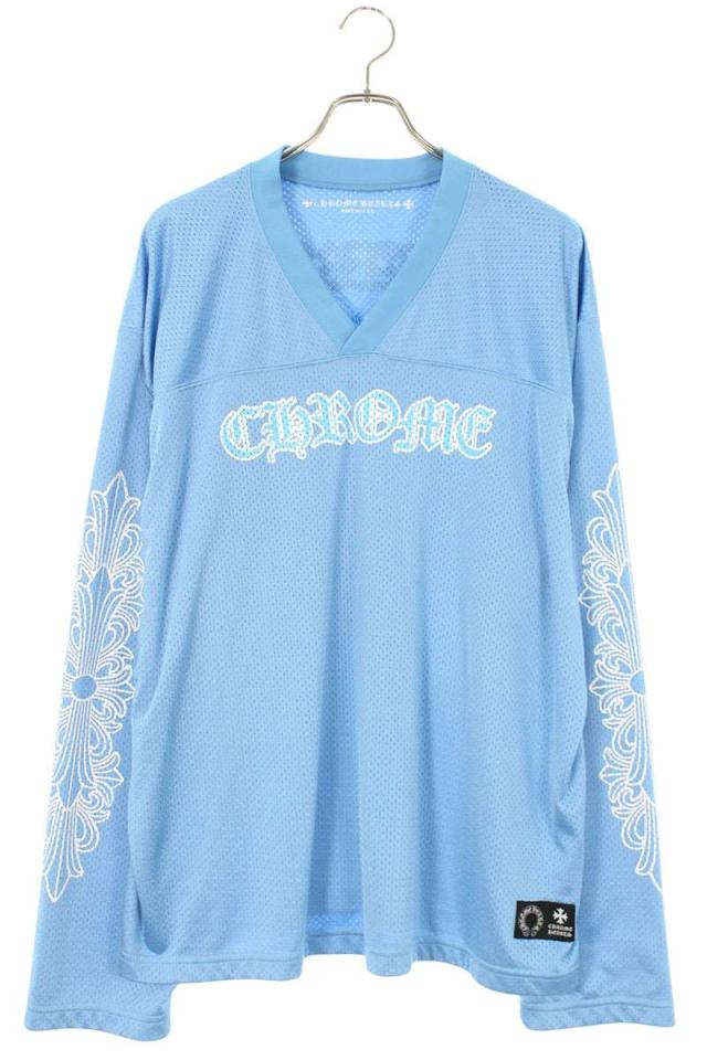 クロムハーツ サイズ:XXL  MESH WARM UP JERSEY CHプリントメッシュ長袖カットソー 中古 SJ02