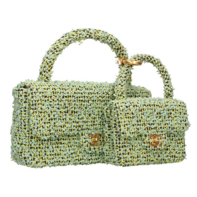 シャネル   親子バッグ ツイードペアハンドバッグ 中古 GZ14