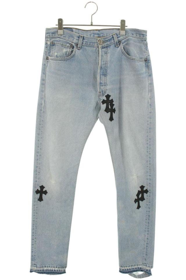 クロムハーツ ギャラリーデプト サイズ:32インチ クロスパッチ付きカットオフデニムパンツ 中古 GZ11
