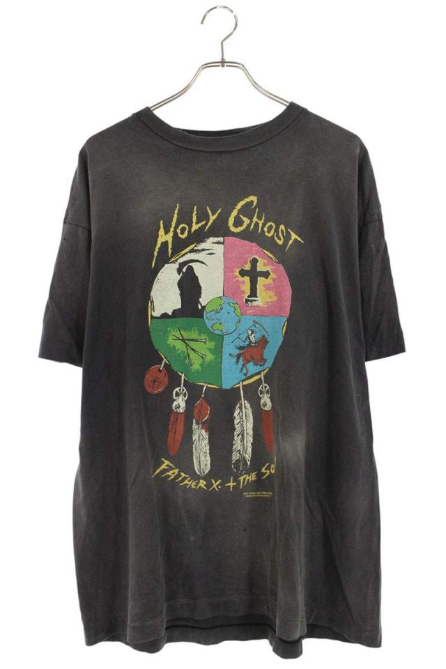 セントマイケル サイズ:XL  24SS  SM-YS8-0000-C43 ヴィンテージ加工ホーリーゴーストプリントTシャツ 中古 SB01